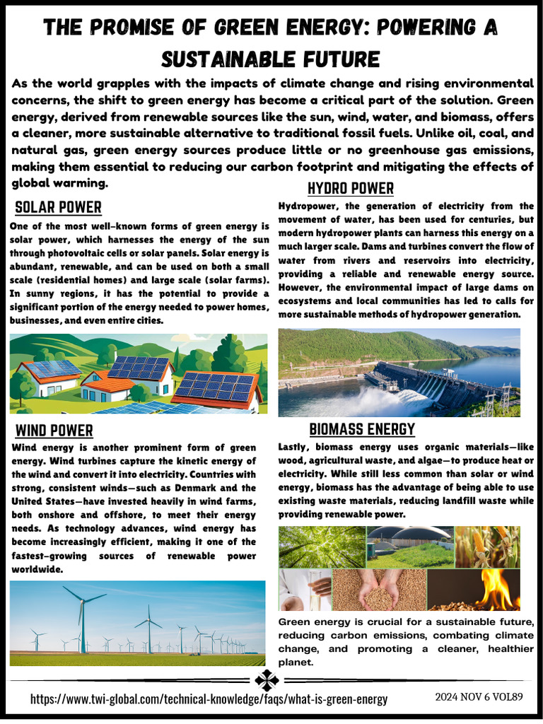 The Promise of Green Energy Powering A Sustainable Future | PDF ...