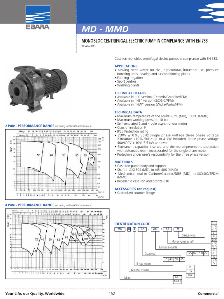 MD-MMD - en - 1 - Catalogue Ebara | PDF | Electrical Engineering ...