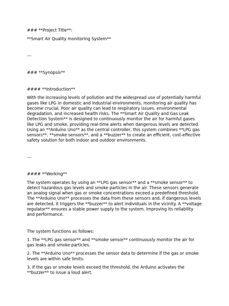 Smart Air Quality Monitoring System | PDF | Arduino | Air Pollution