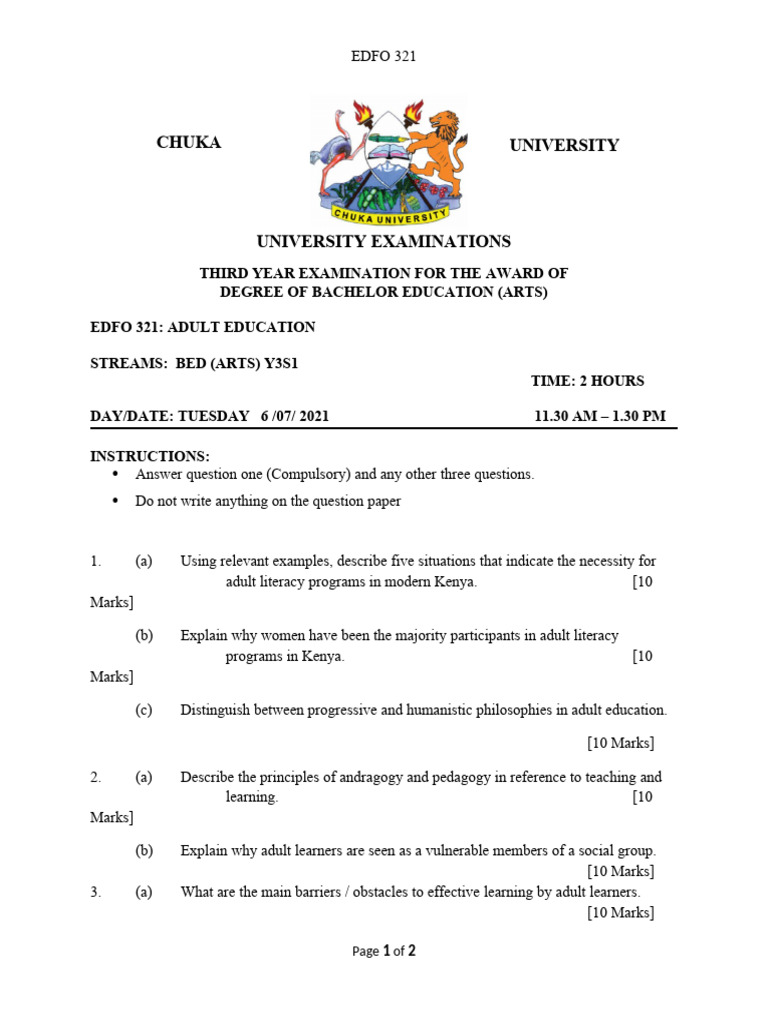 Edfo 321 | PDF | Adult Education | Cognition