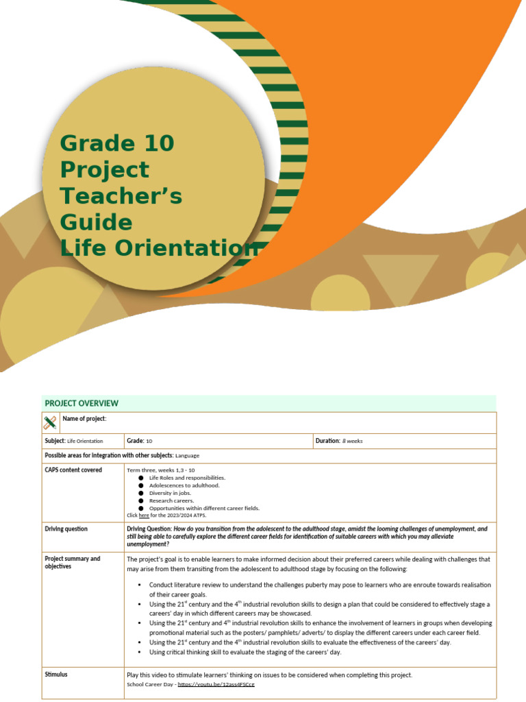 21 June - GR 10 LO - Marking Guidelines - Final | PDF | Learning | Mentorship