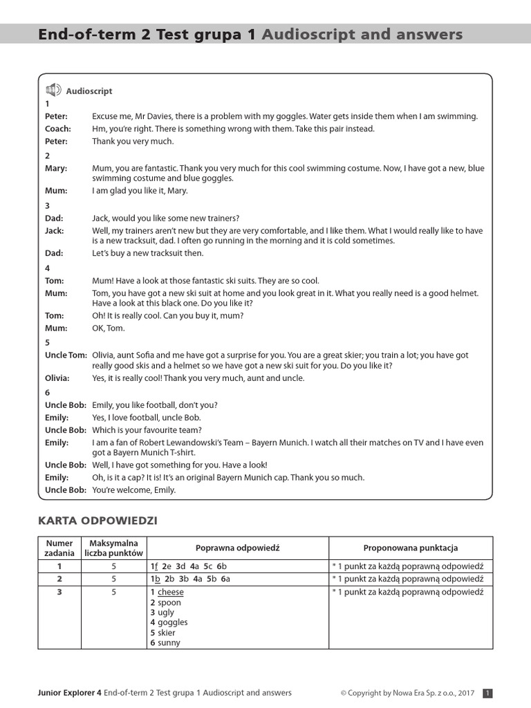 End-Of-term 2 Test Grupa - 1 - Audioscript | PDF