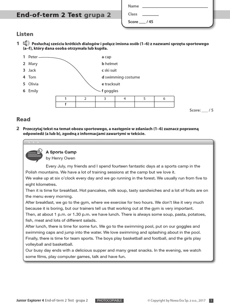 End-Of-term 2 Test Grupa - 2 | PDF | Cuisine | Foods