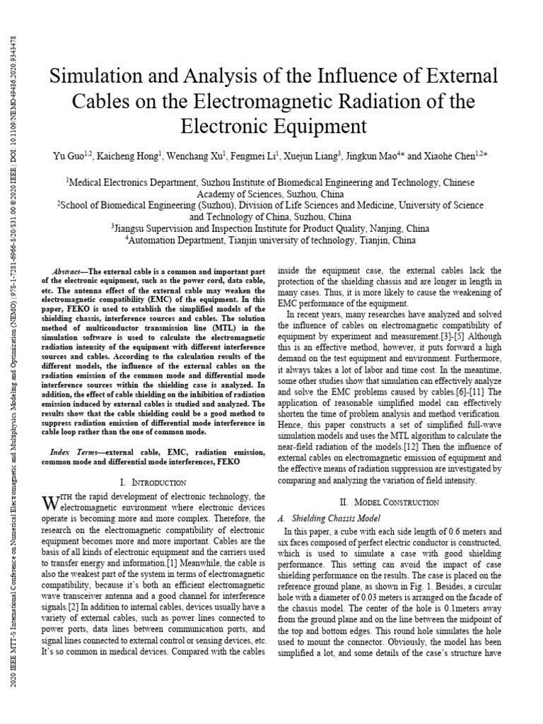 2020 IEEE Simulation and Analysis of The Influence of External Cables On The Electromagnetic ...