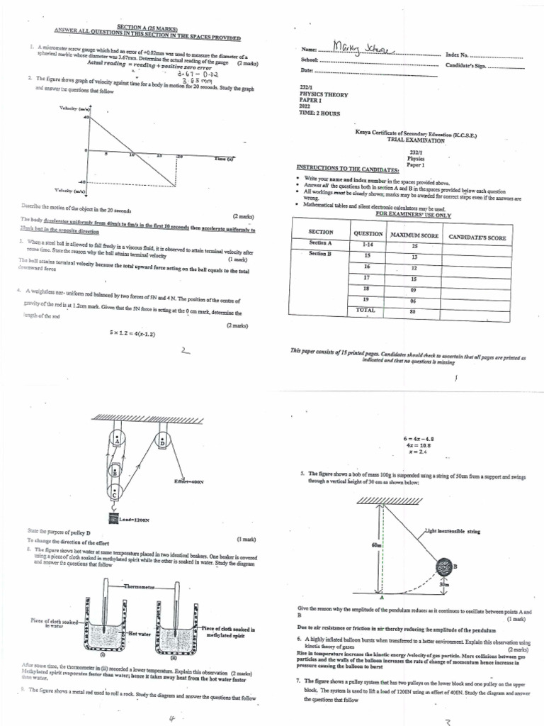 Physics Paper 1 MS 1 | PDF