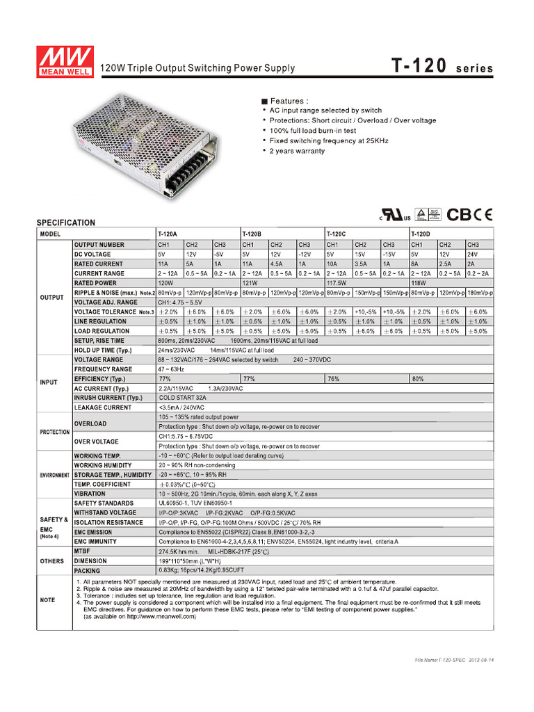 T-120-Spec (DoTop Power Supply) | PDF