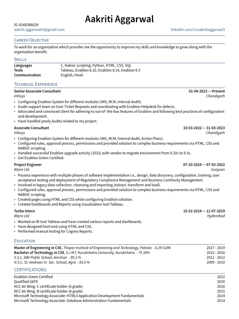 Aakriti Aggarwal - Senior Associate Consultant | PDF | Html | Computing