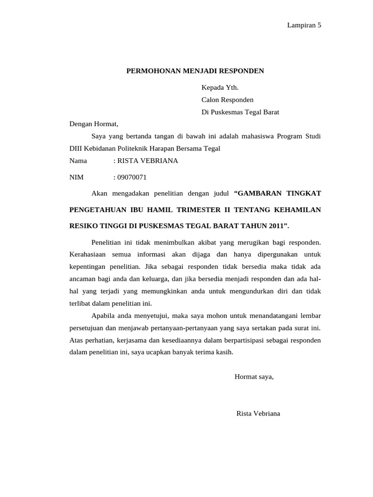 Permohonan Menjadi Responden | PDF | Pengembangan Diri