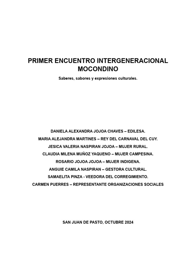 Proyecto Encuentro Intergeneracional | PDF | Tradiciones