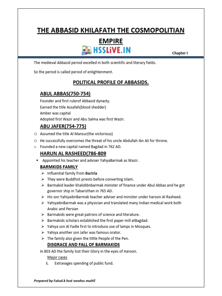 Hsslive-1.THE ABBASID KHILAFATH THE COSMOPOLITIAN EMPIRE - 1 - Signed ...