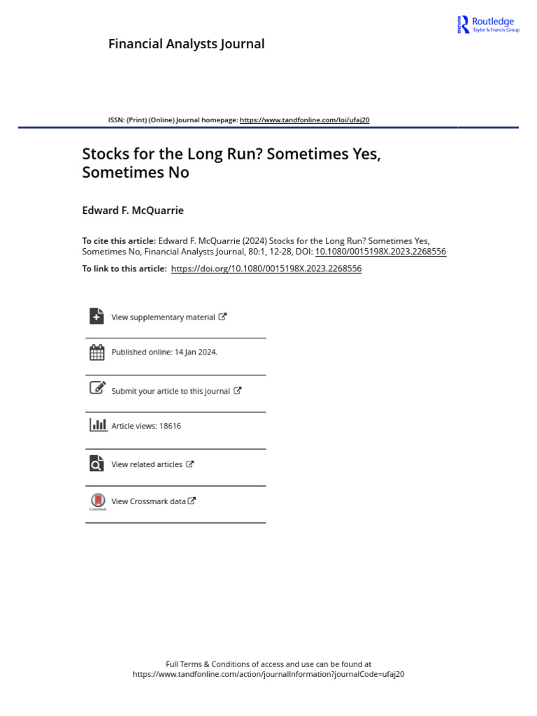 Stocks for the Long Run: A New Analysis | PDF | Bonds (Finance ...