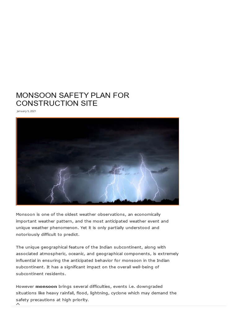Monsoon Safety Plan For Construction Site - RLS Human Care | PDF