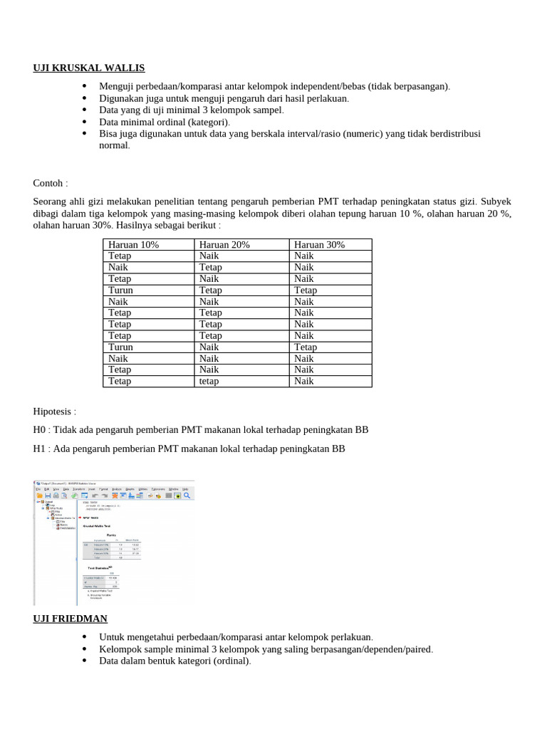Uji Kruskal Wallis, Friedman, Spearman | PDF