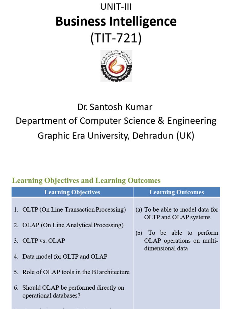 TIT 721 BI-Unit-III Study Materials | PDF | Data Management | Computer Data
