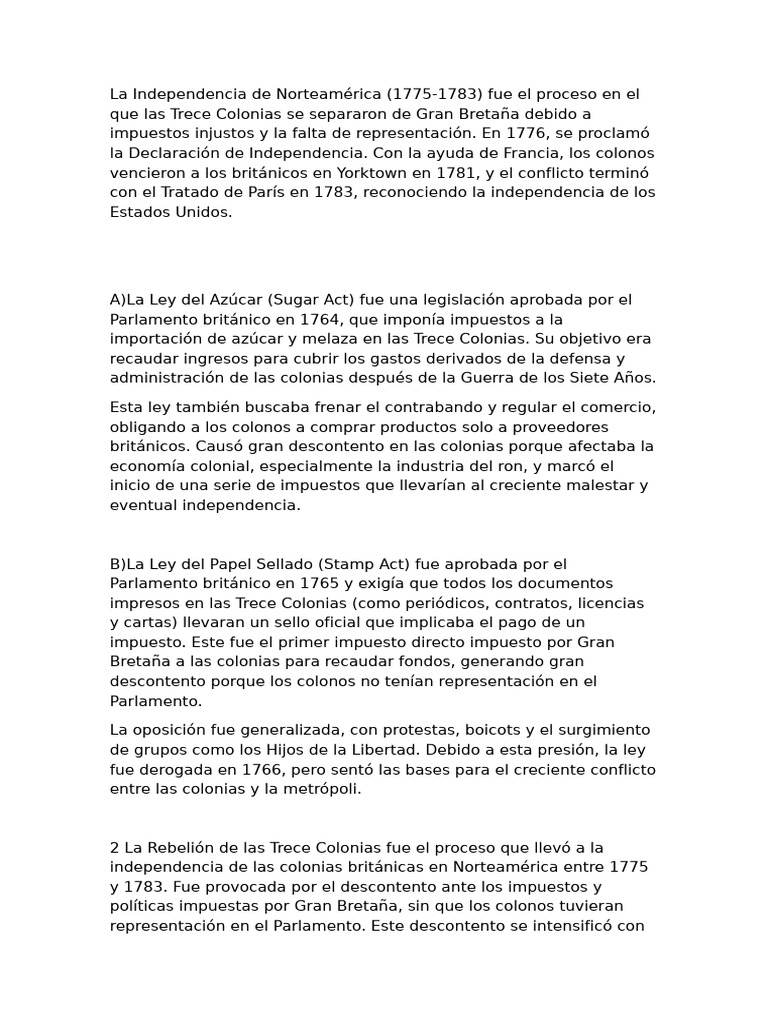Resumen de la Independencia de EE. UU. | PDF | Declaración de ...