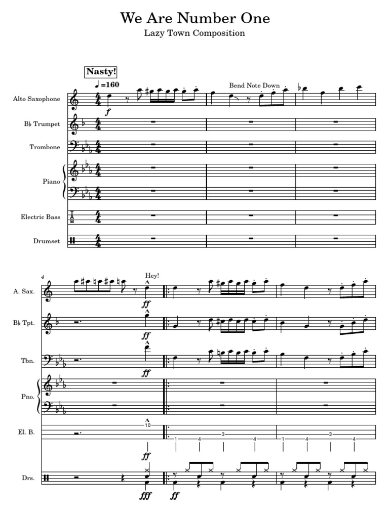 We Are Number One Saxophone Score | PDF | Jazz | Musical Compositions