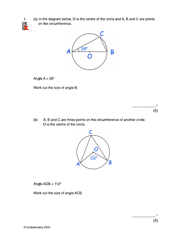 Handout On Circle Theorems | PDF
