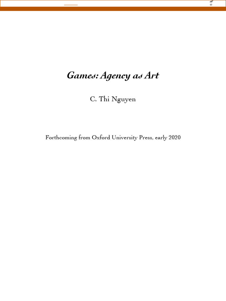 Games as Art: Exploring Agency | PDF | Goal | Aesthetics