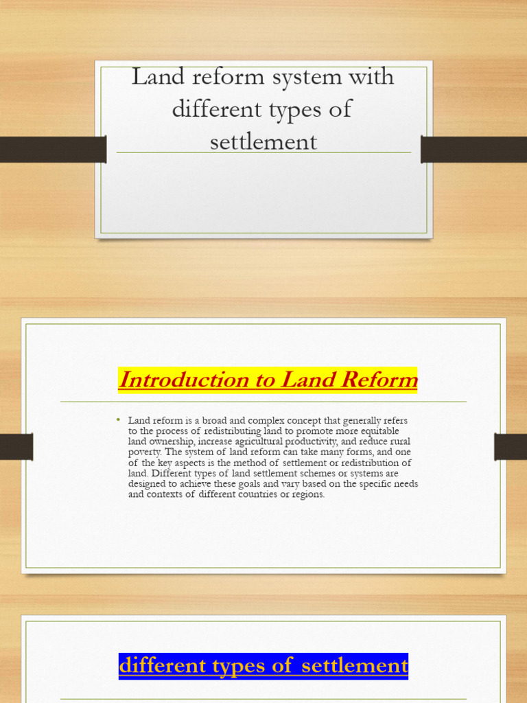 Land Reform System With Different Types of Settlement 2 | PDF ...