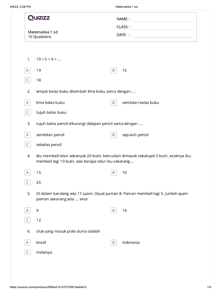 Latihan Soal Matematika Dasar | PDF