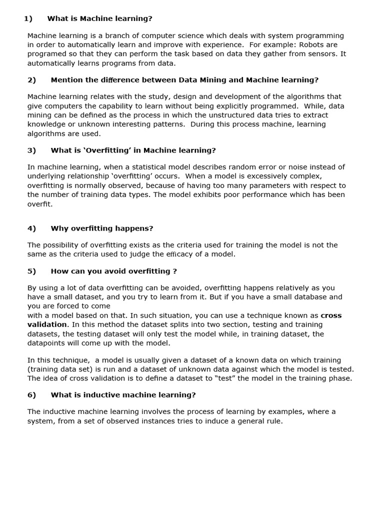 Top 50 Machine Learning Interview Q A | PDF | Machine Learning ...
