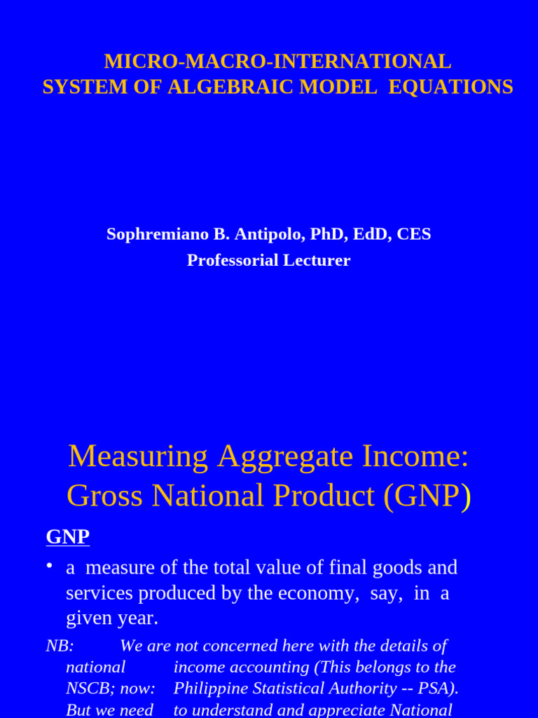 System of Algebraic Model Equations | PDF | Measures Of National Income And Output | Consumption ...