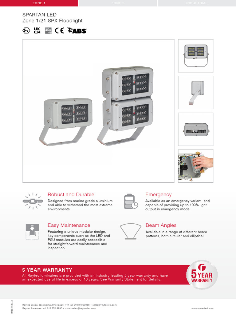 SPARTAN Zone 1 LED Floodlight Specs | PDF | Power Supply | Mains ...