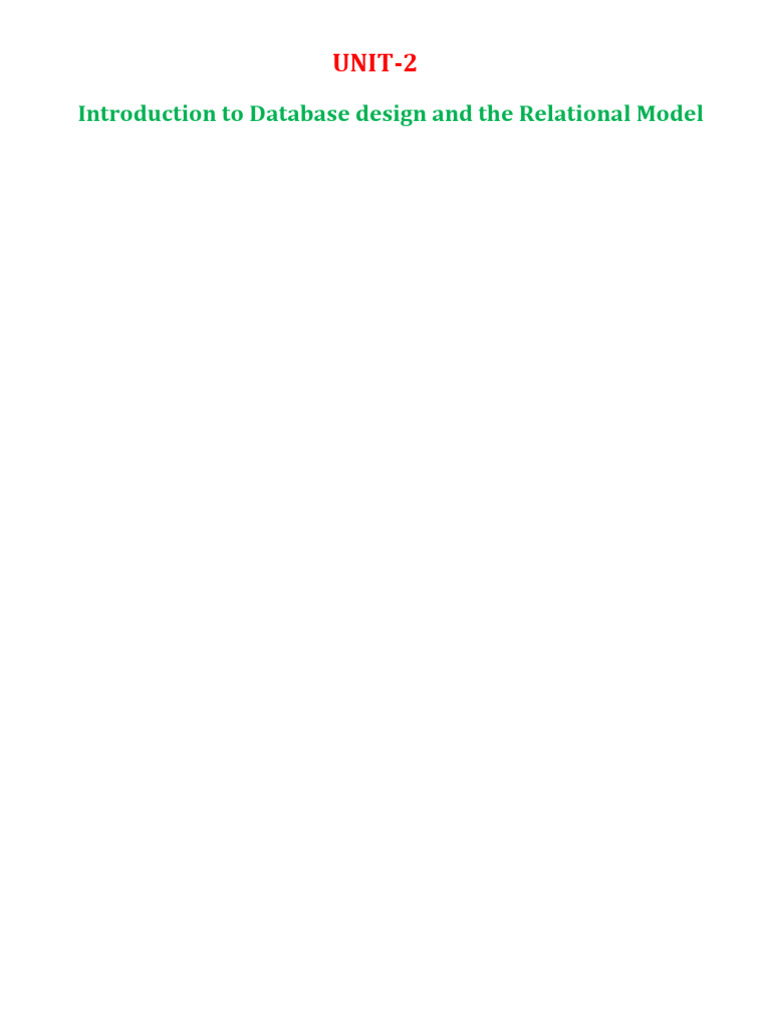 DBMS UNIT - 2 | PDF | Relational Database | Databases
