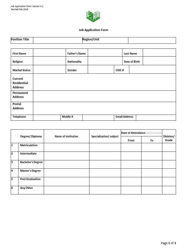 AKESP Job Application Form v0.2 2 | PDF
