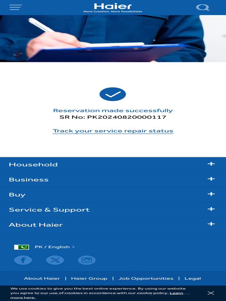 Haier Service Appointment-Haier Pakistan | PDF