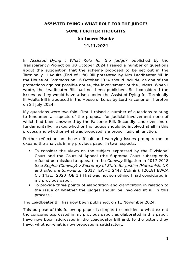 Judicial Role in Assisted Dying Debate | PDF | High Court Of Australia ...