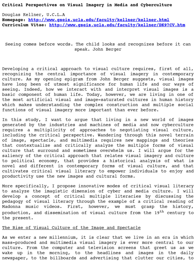 Critical Perspectives On Visual Imagery in Media and Cyberculture by ...