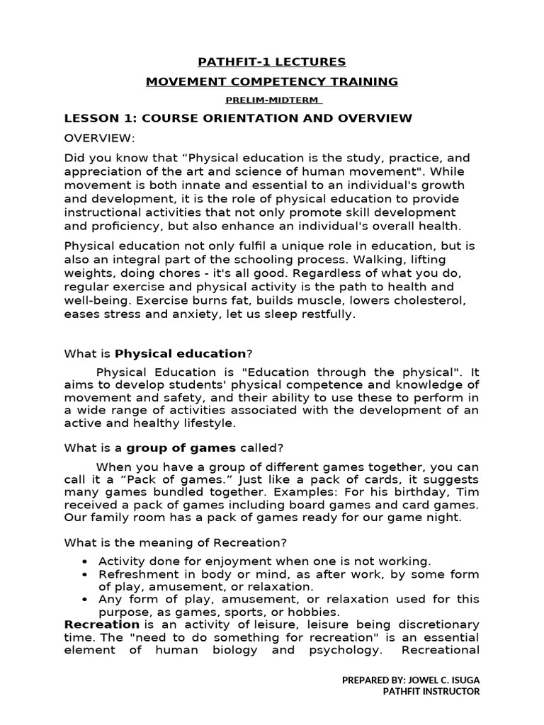 Pathfit 1 Lectures F | PDF | Recreation | Physical Education