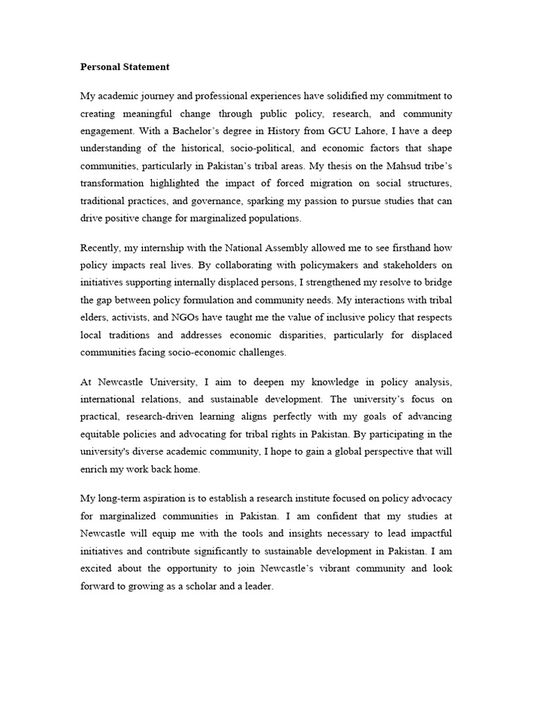 Personal Statement for International Relations | PDF | Social Science
