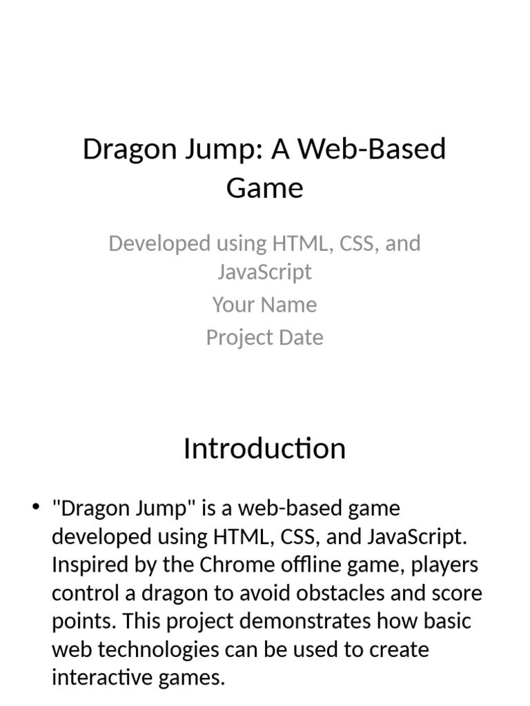 Dragon Jump Presentation | PDF | Html | Java Script