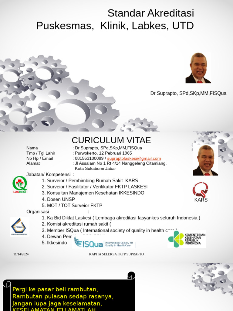 Standar MFK Akreditasi Puskesmas, Klinik, Labkes Dan Utd Suprapto | PDF ...