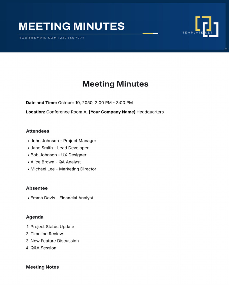 FREE Meeting Minute Templates & Examples - Edit Online & Download | PDF