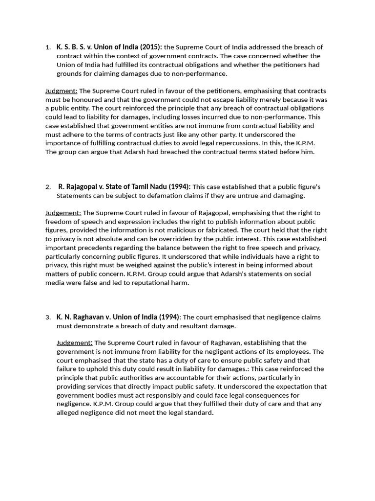 KPM GROUP CASES | PDF | Negligence | Legal Liability