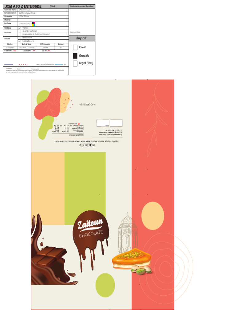 Zaitoun Choco Bar Menu Design Details | PDF