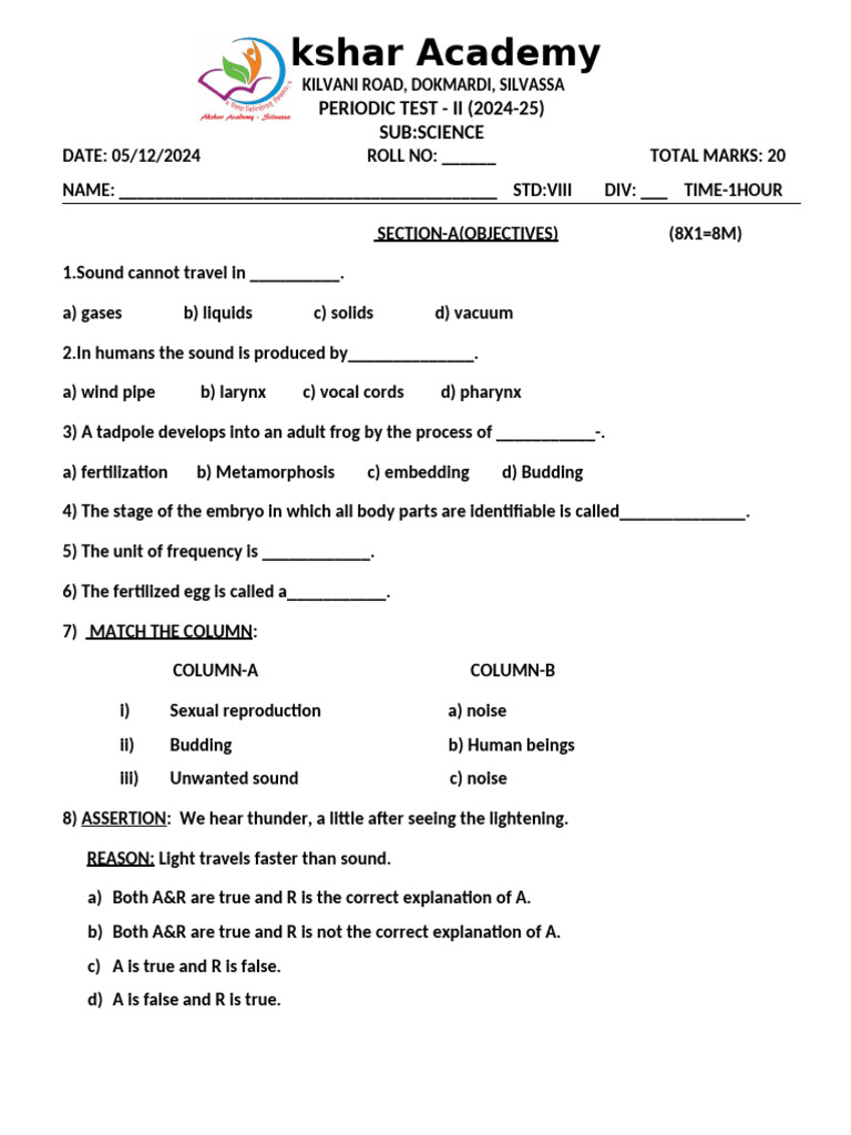 STD8 PT Ii Science Paper | PDF | In Vitro Fertilisation | Fertilisation