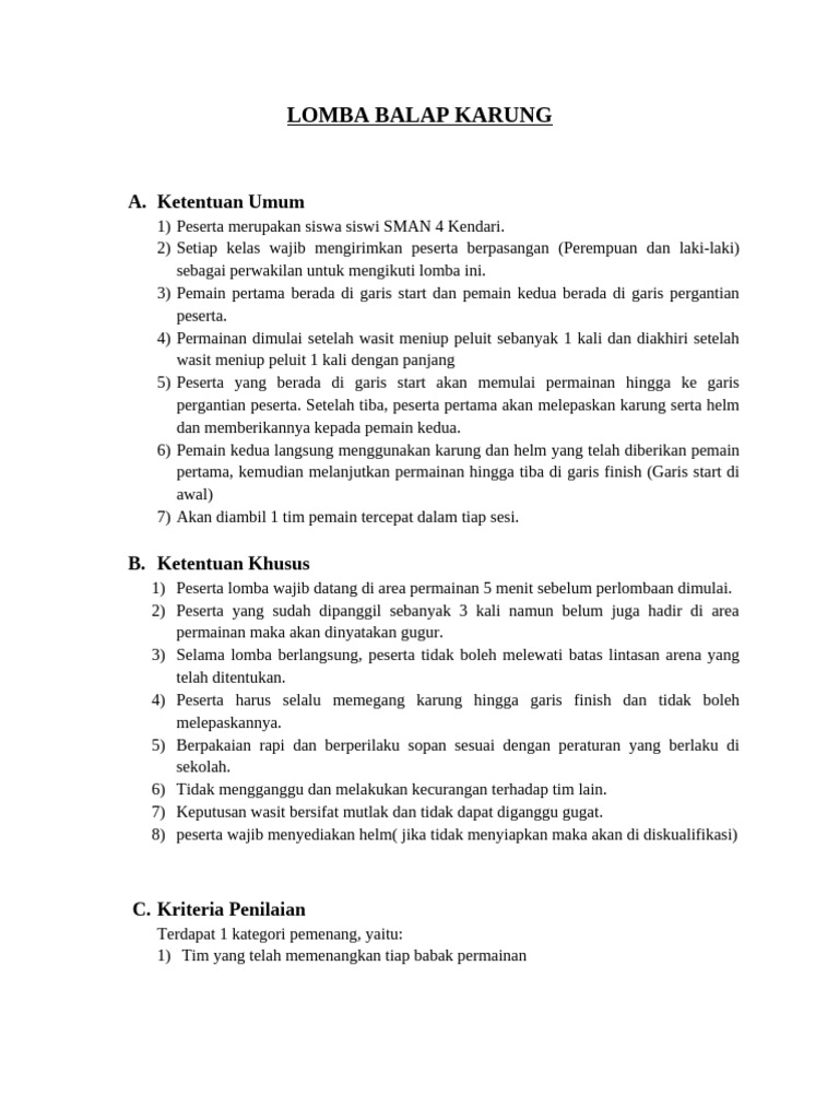 Juknis Lomba 17 Agustus 2024 | PDF