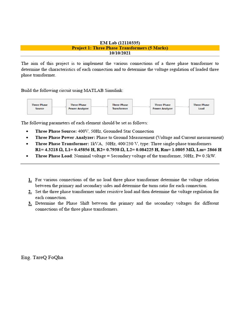 Project Three Phase Transformers | PDF