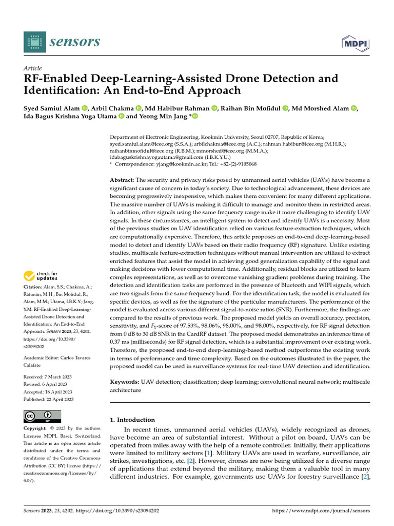 RF-Enabled Deep-Learning-Assisted Drone Detection and Identification - An End-To-End Approach ...