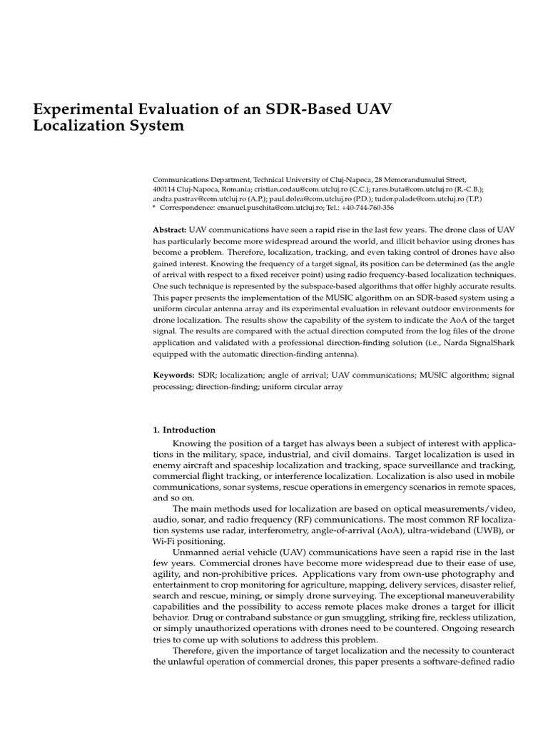 SDR-Based UAV Localization System Evaluation | PDF | Radar | Matrix ...