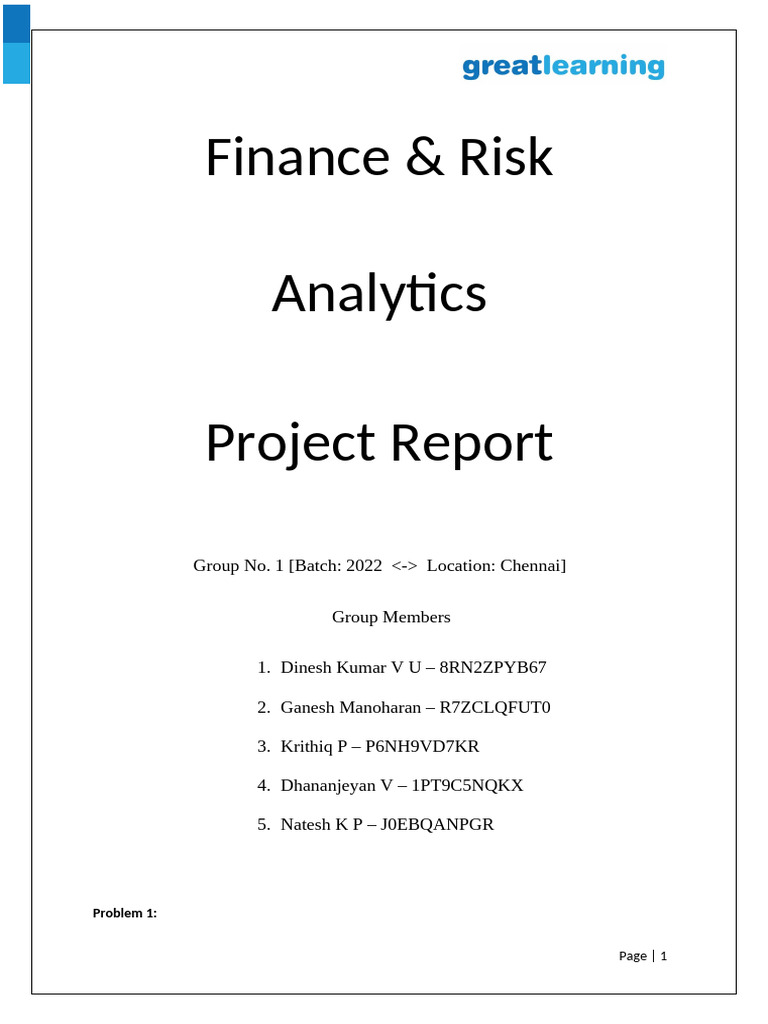 Finance & Risk Analytics QSTN 1 - Credit Risk | PDF | Statistical Classification | Regression ...