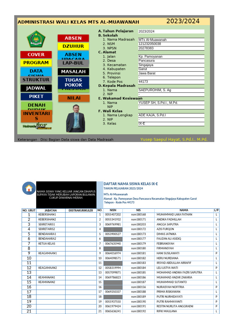 Administrasi Wali Kelas MTS Al-Muawanah-1 | PDF