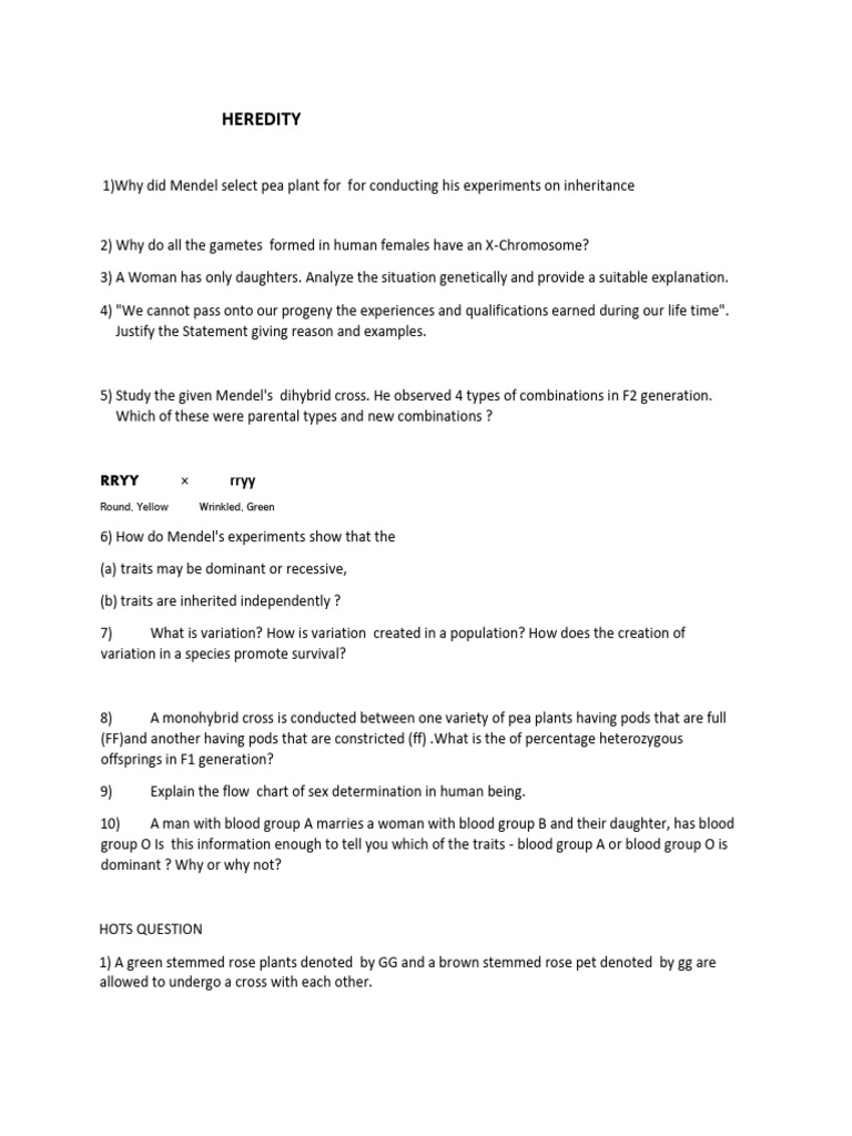Heredity Concepts and Mendel's Experiments | PDF | Wellness | Science ...