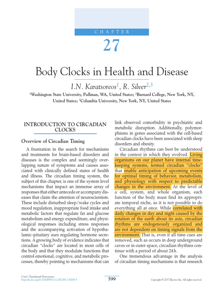 Body Clocks in Health and Disease | PDF | Circadian Rhythm | Clock
