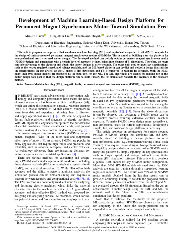 Development of Machine Learning-Based Design Platform For Permanent Magnet Synchronous Motor ...