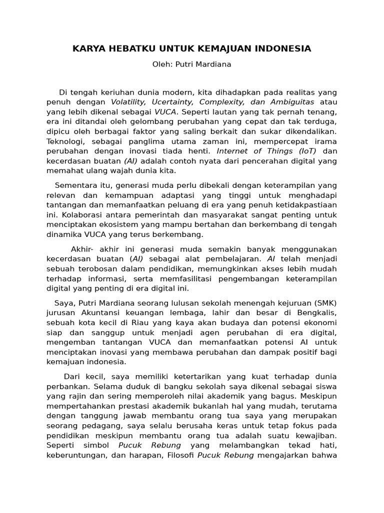 Esai Bu Putri Mardiana 22 | PDF